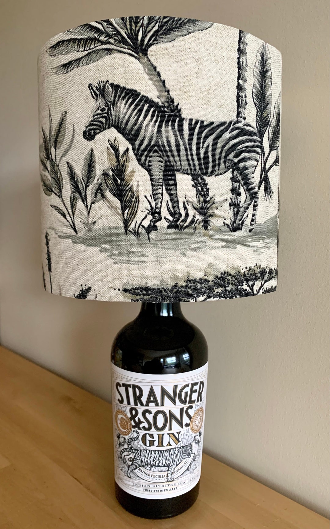 Jungle Zebra Safari Animals Gin Bottle Lamp 20cm Drum - Etsy