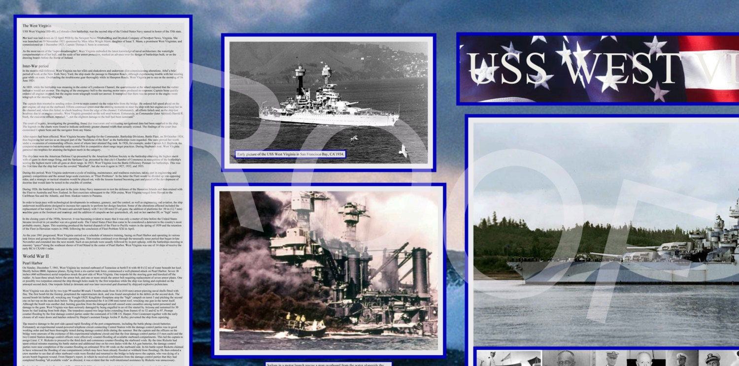 Battleship USS West Virginia Historic Print 24 x | Etsy