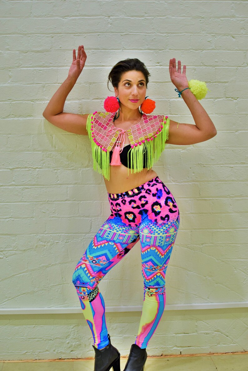 Festival Leggings, Neon, Bright, Yoga Pants, Active Wear, Animal Print ...
