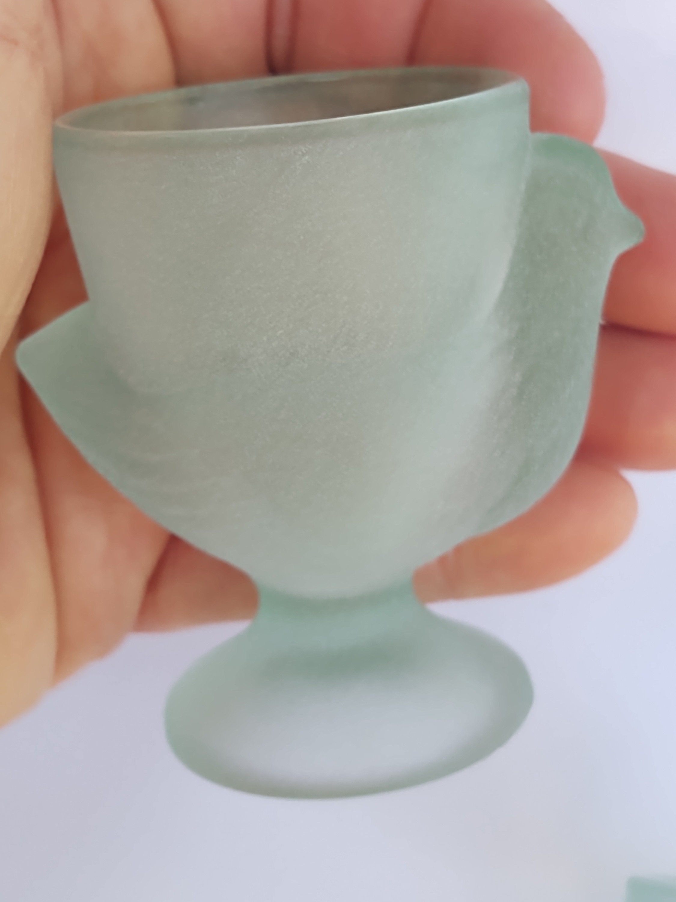 Vintage Frosted Mint Green Glass - Etsy