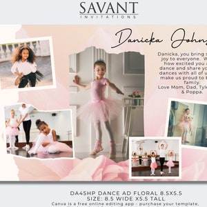 Dance Recital Program Ad Template, Pink Floral, Edit - Personalize Your ...