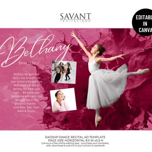 Dance Recital Program Ad, Canva Template, Personalize Your HORIZONTAL ...