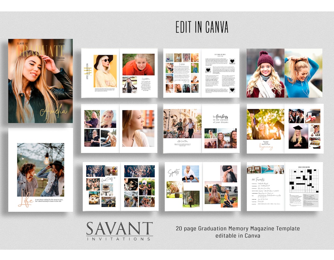 Custom Graduation Magazine Template, Memory Magazine for Graduation ...