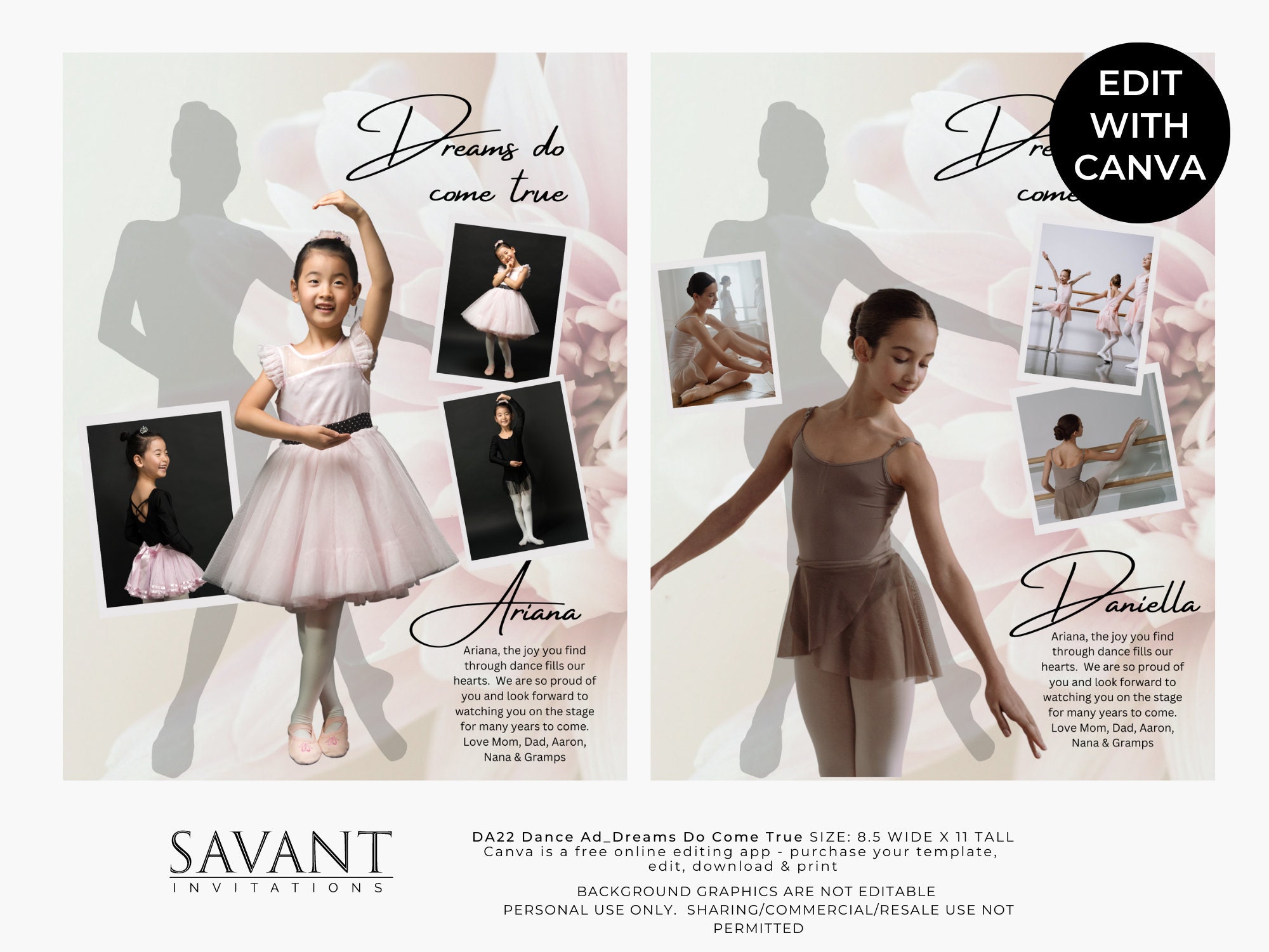 NEW! Ballerina Dance Ad Full Page, Ballet Dance Recital Program Ad ...