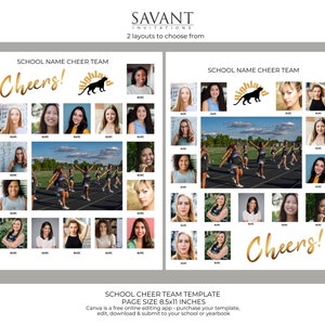 Cheer Team Yearbook Ad Template, Canva Template, 15 Photo Collage ...