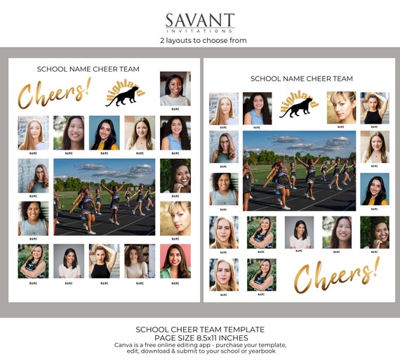Cheer Team Yearbook Ad Template Canva Template 15 Photo - Etsy Canada