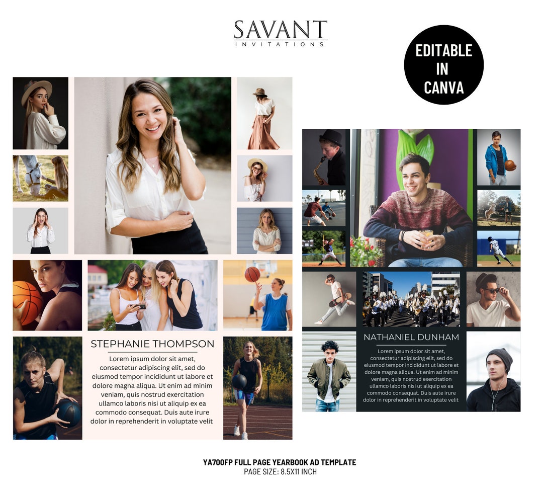 Full Page Yearbook Ad Tribute Photo Collage, Printable, Edit Online ...
