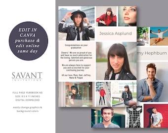 Yearbook Ad Canva Template Quarter Page Editable Modern | Etsy