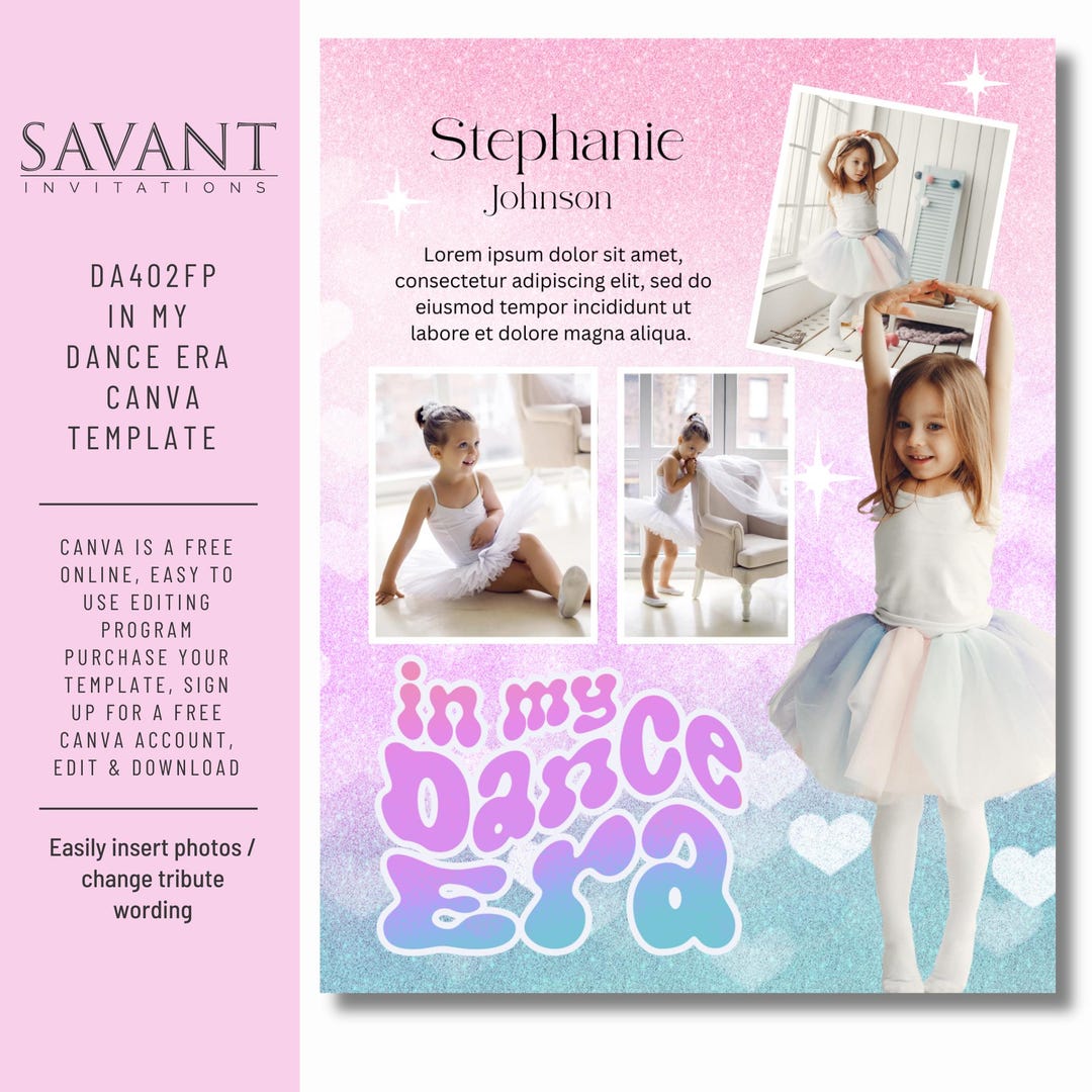 Dance Recital Ad Template: 'in My Dance Era' Full Page Yearbook Tribute ...