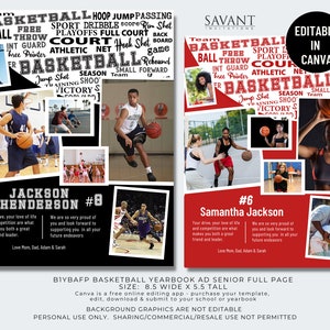 Basketball Yearbook Ad Full Page, Sports Program Ad, Editable in CANVA ...