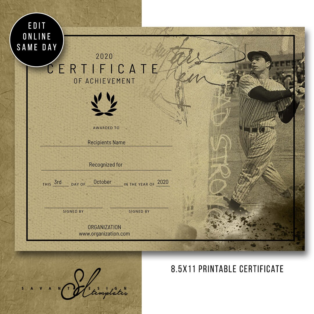 Certificate of Achievement, Sports Template - Baseball, Certificate of ...
