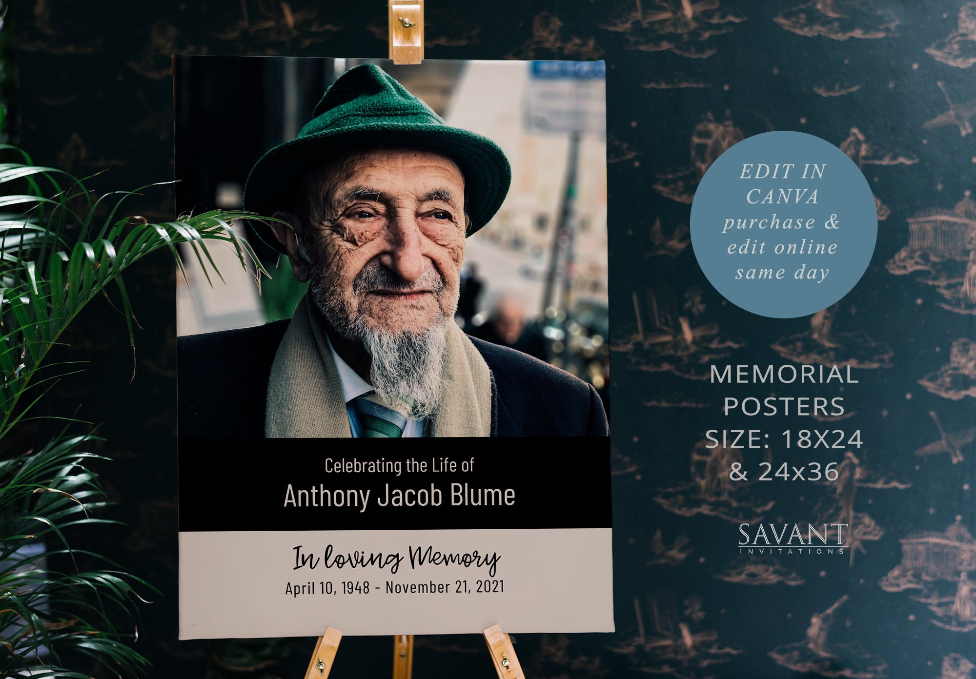 Funeral Photo Poster Template Canva Template Memorial - Etsy
