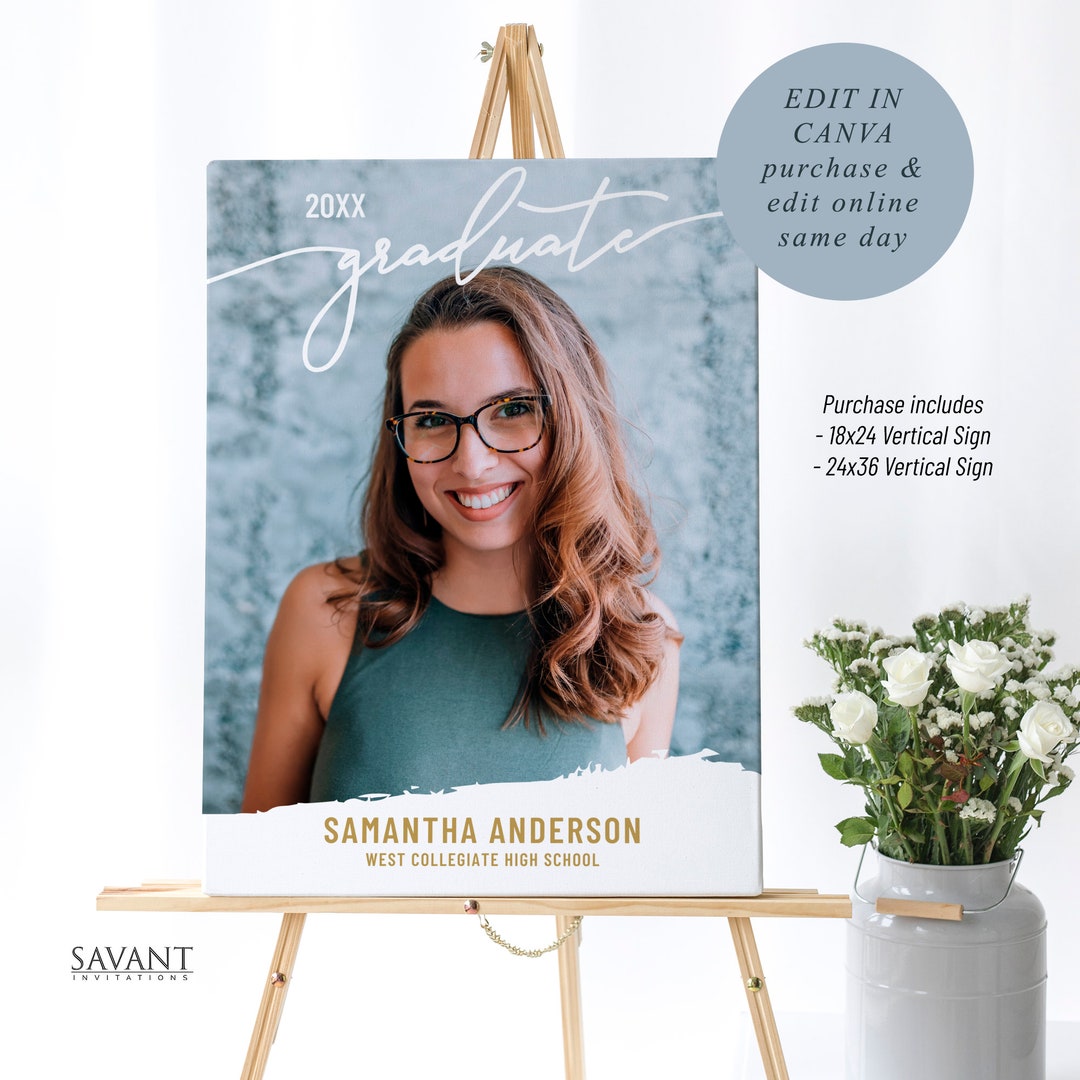 Photo Graduation Party Sign Template, Welcome Sign Canva Template ...