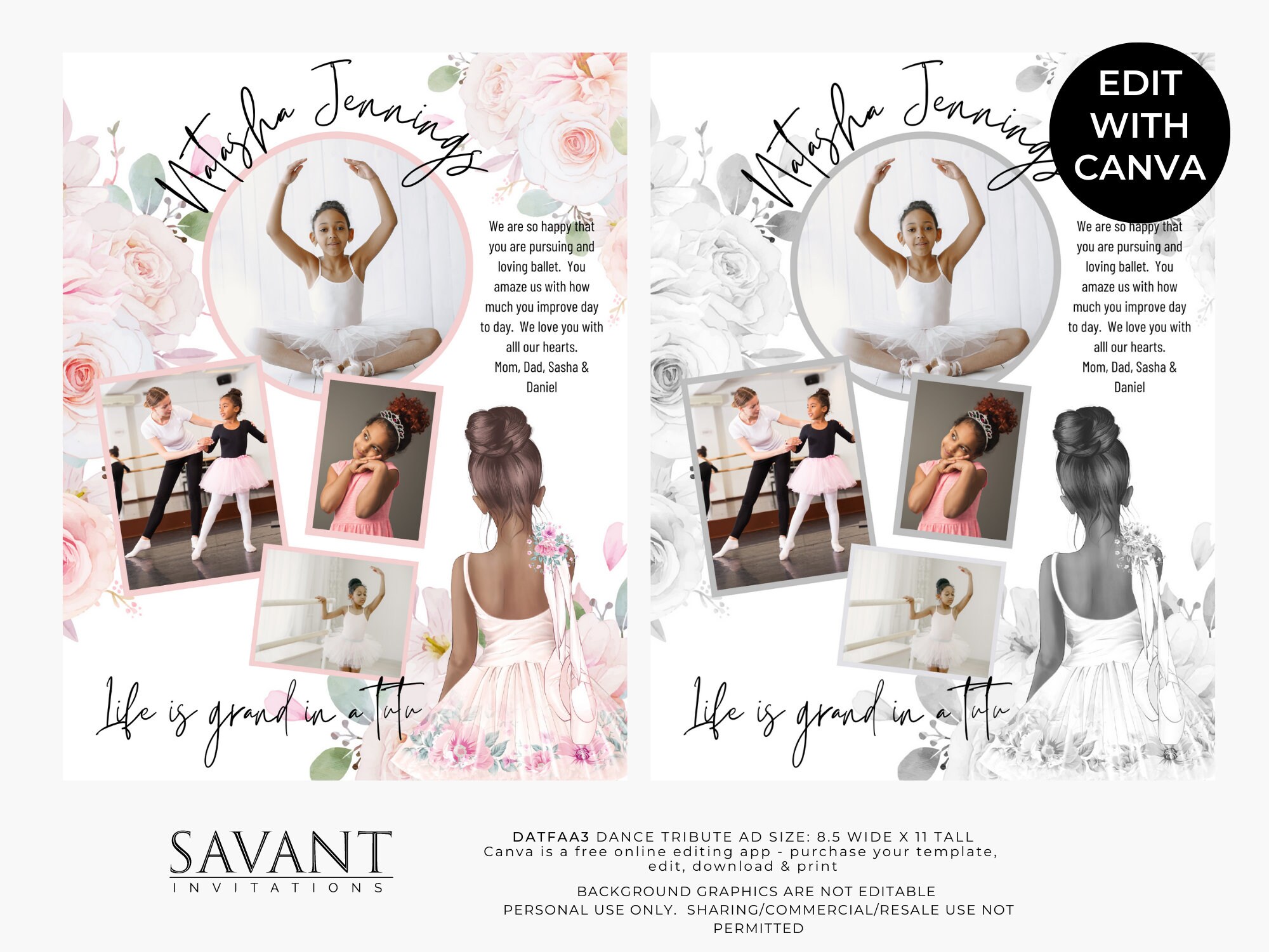 Full Page Dance Ad Tribute Life is Grand in a Tutu Floral - Etsy