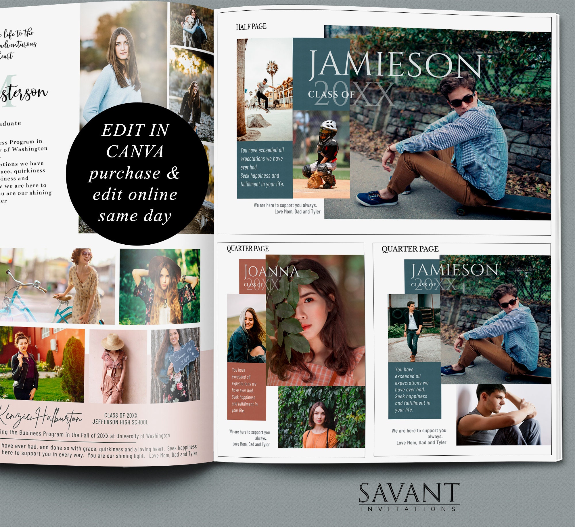 Yearbook Ad Canva Template Quarter Page Editable Modern | Etsy
