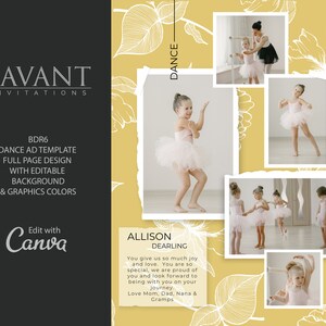 New! Floral Dance Recital Ad Template - Elegant Dance Program Ad - Full ...