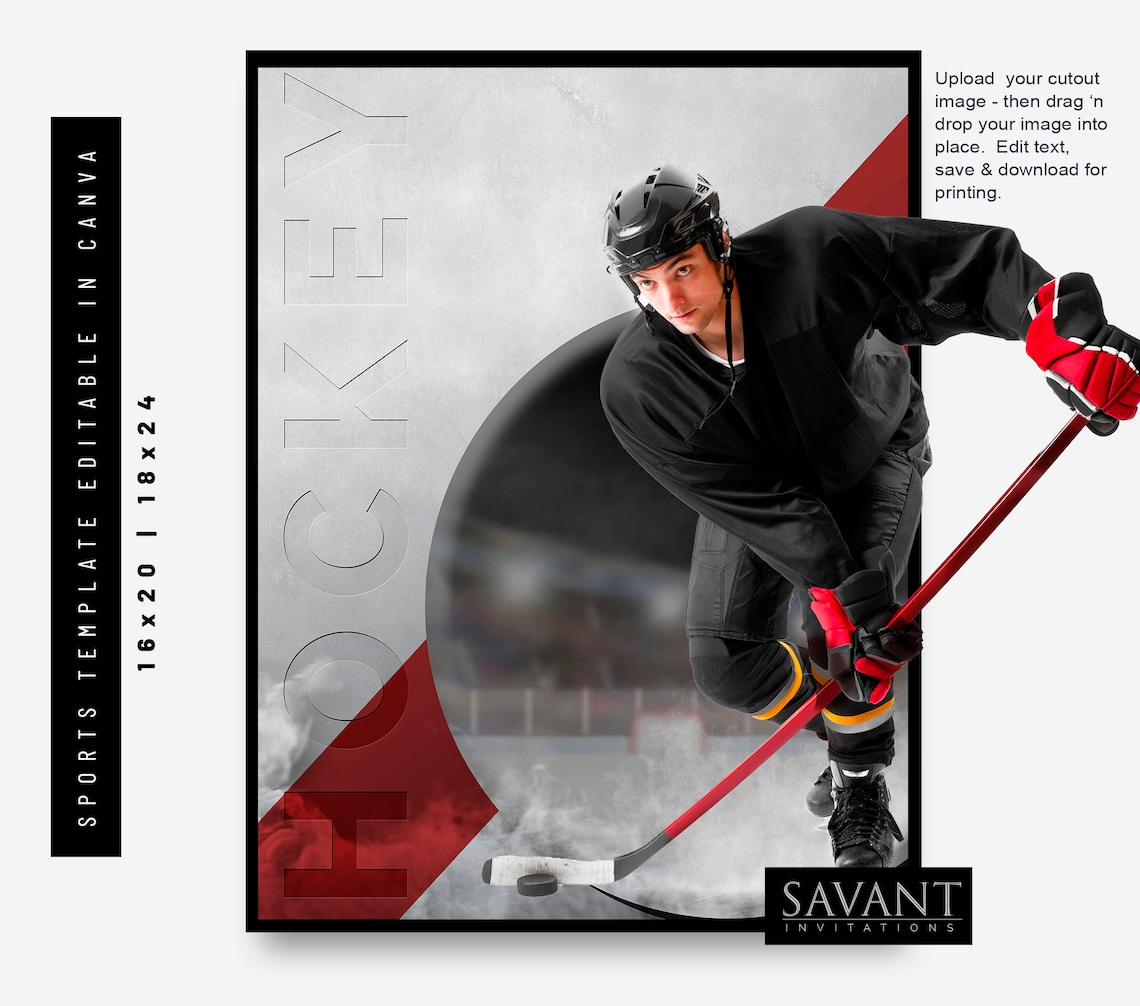 Hockey Sports Poster Template Editable in CANVA High School - Etsy