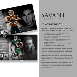 Yearbook Half Page Football Graduation Tribute Ad Page Template ...