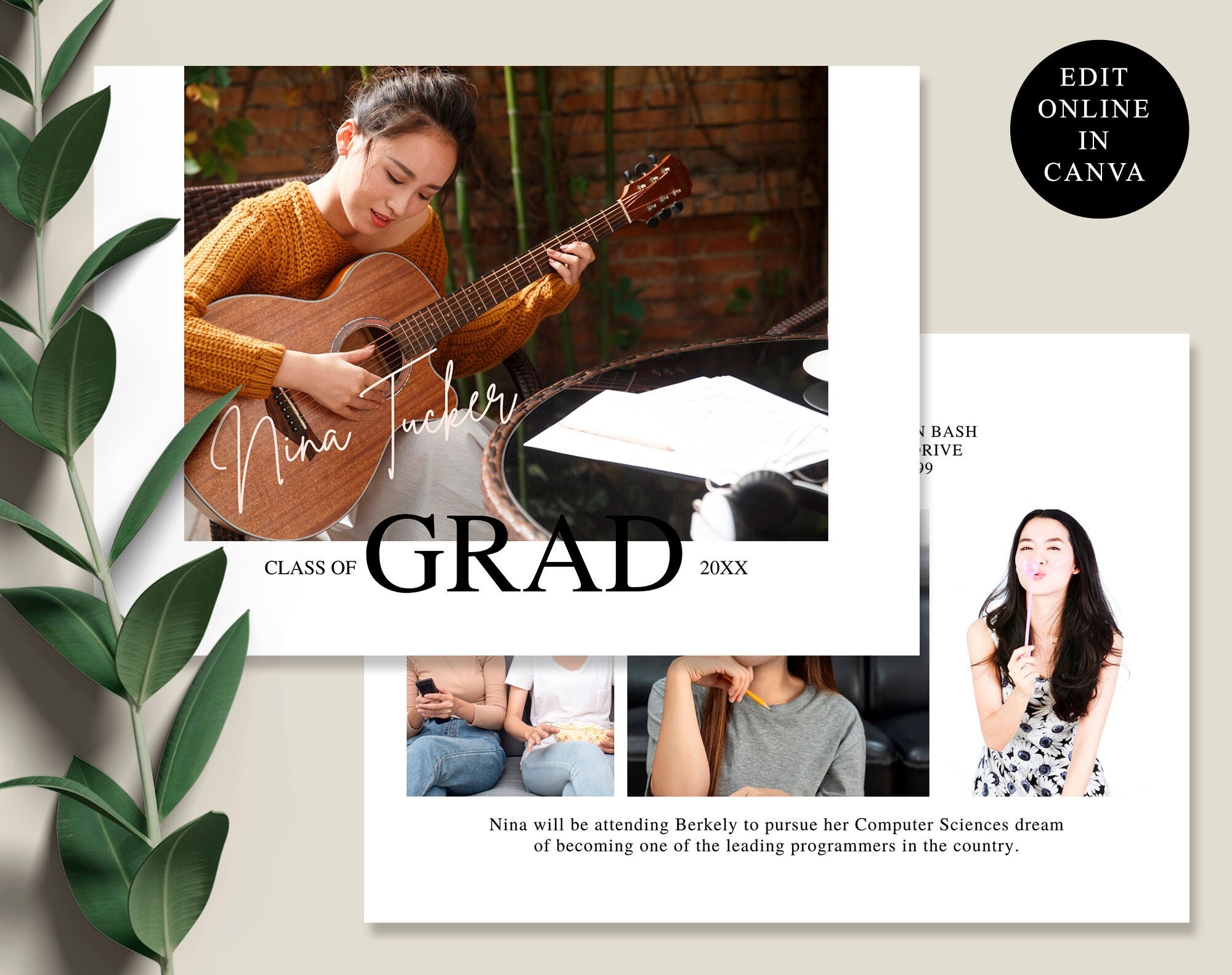 Graduation Card Editable Photo Card Template 5x7 Edit | Etsy