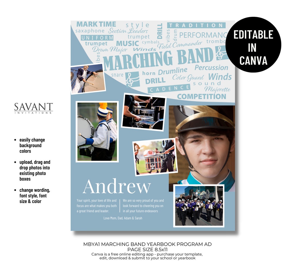 FULL PAGE Marching Band Yearbook Ad Template Program Ad - Etsy