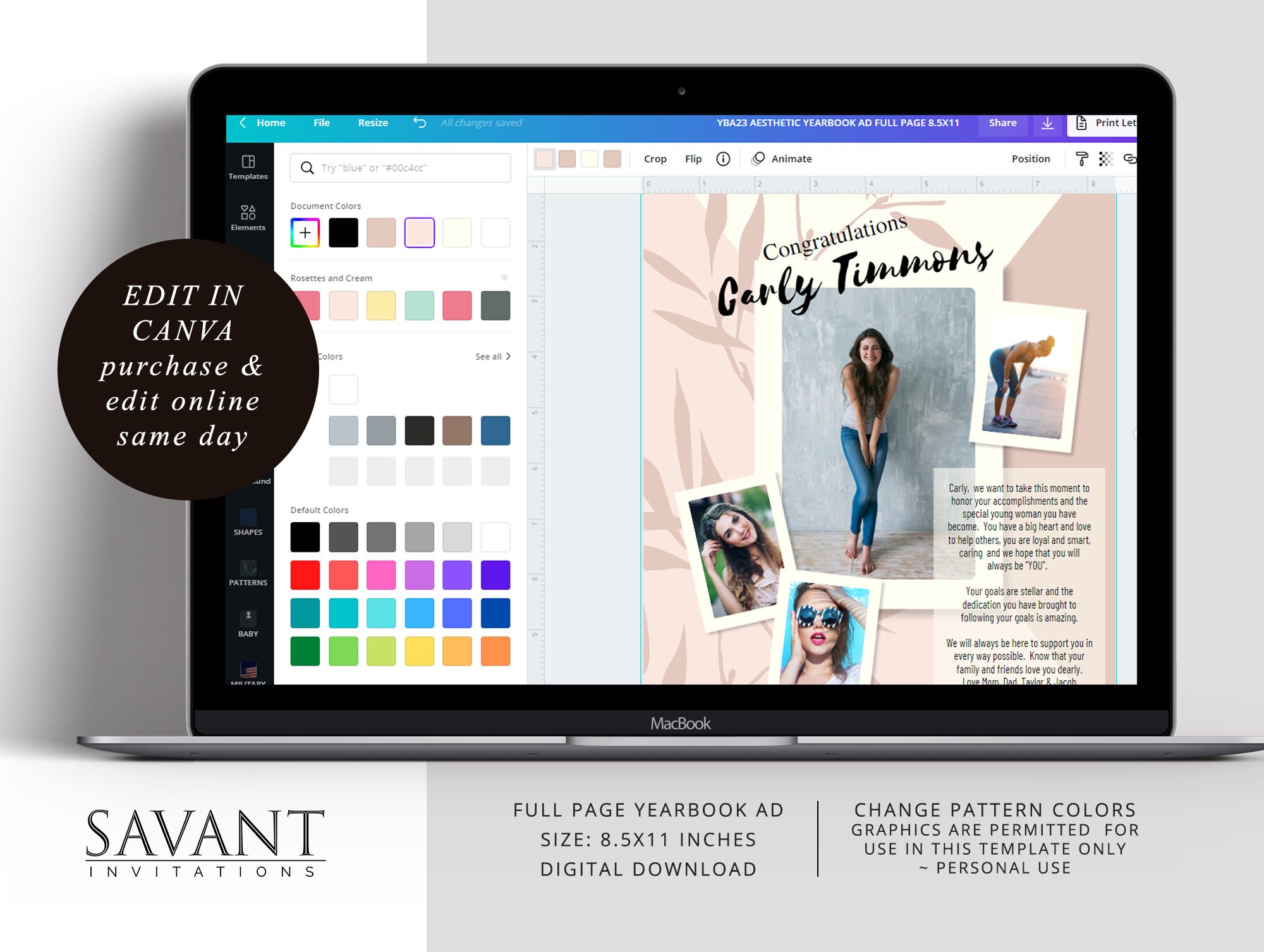 Aesthetic Senior Yearbook Ad Photo Collage, Edit Online Same Day, CANVA ...
