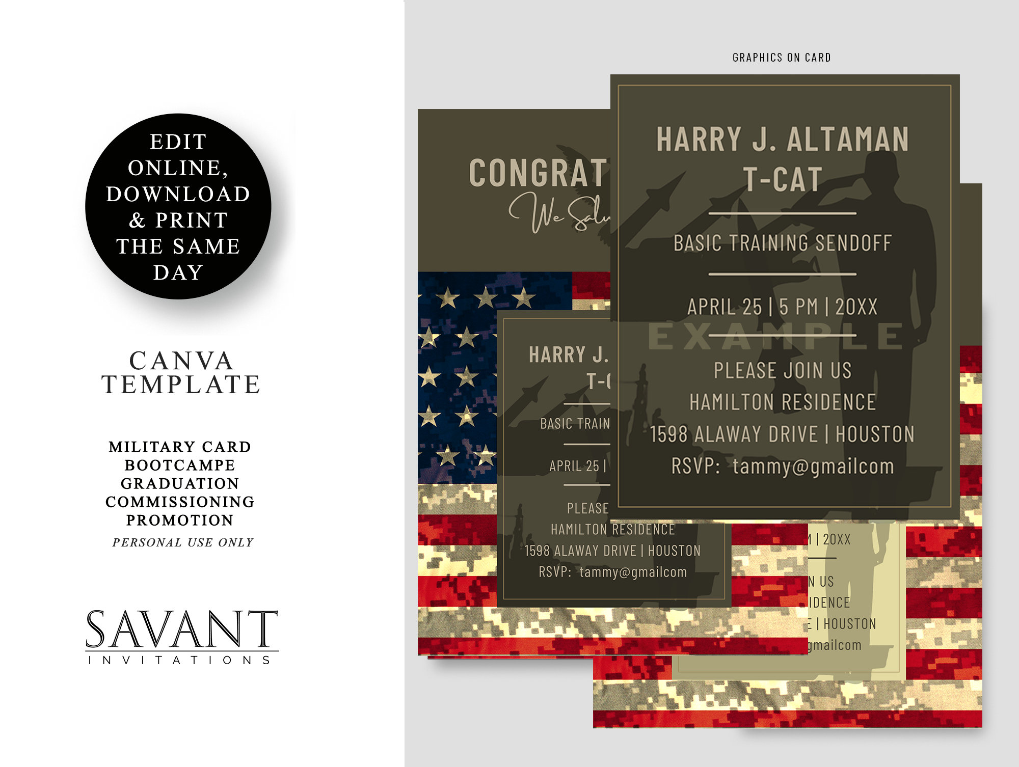 Military Party Invitation, Editable 5x7 Card Electronic Party ...