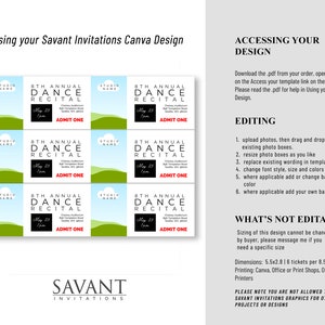 Dance Recital Flyer Poster, Dance Recital Tickets, Editable, Canva ...