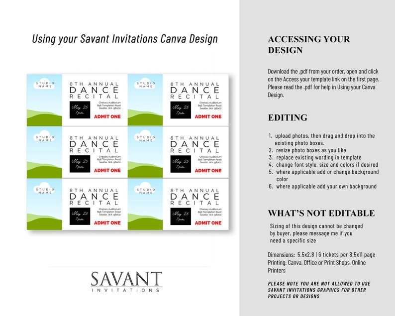 Dance Recital Flyer Poster Dance Recital Tickets Editable - Etsy