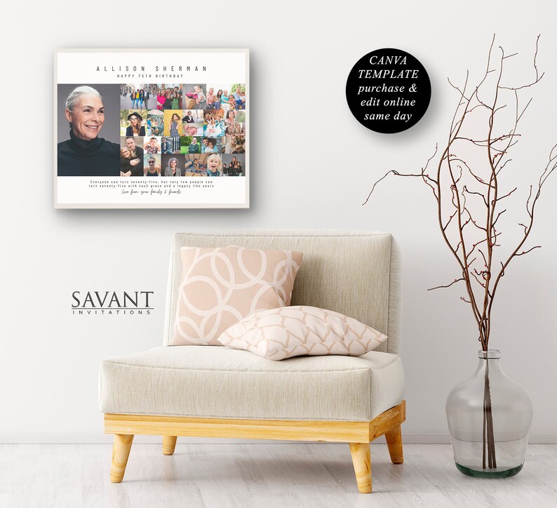 Birthday Photo Collage Canva Template Anniversary Photo - Etsy