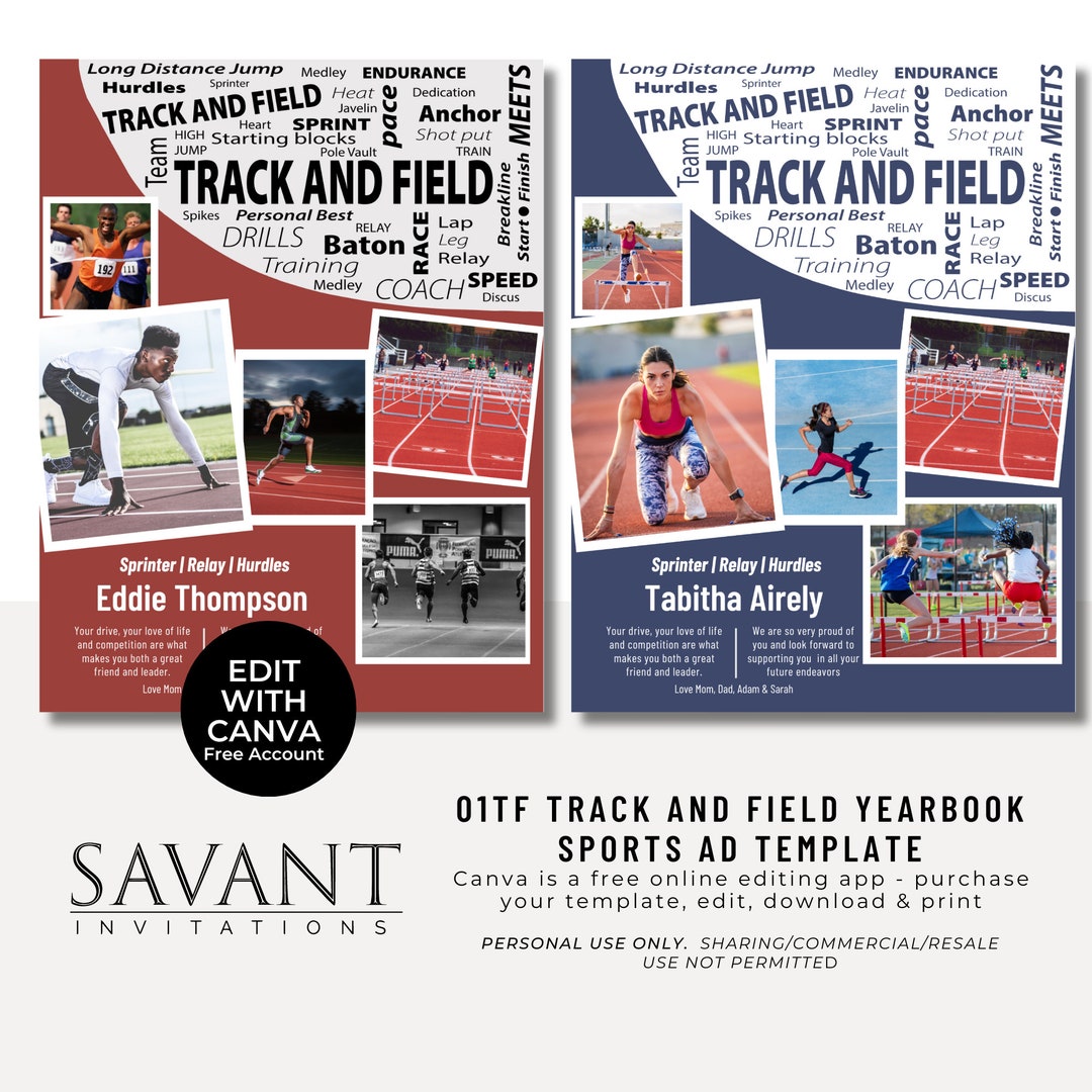 Full Page Track and Field Yearbook Ad Template, Sports Program Ad ...
