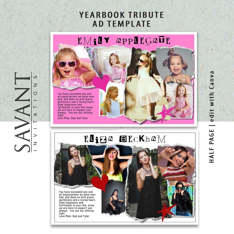 Half Page Yearbook Ad Template, Editable Senior Yearbook Dedication Ad ...