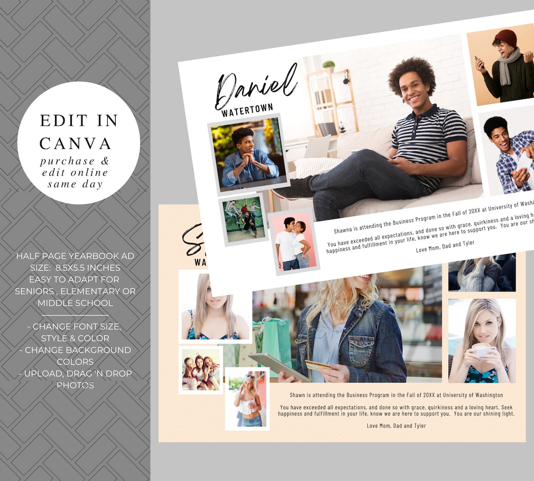 HALF PAGE Yearbook Ad Template, Canva Template, DIY Editable ... HALF PAGE Yearbook Ad Template, Canva Template, DIY Editable ...