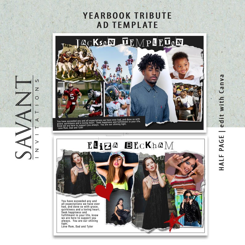 Half Page Yearbook Ad Template, Editable Senior Yearbook Dedication Ad ...