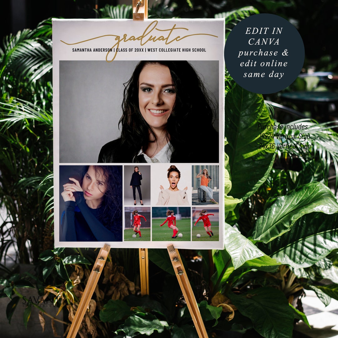 Editable Graduation Party Sign, Canva Template, Personalized Printable ...