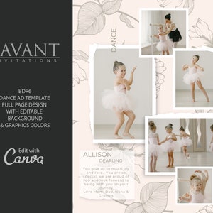 New! Floral Dance Recital Ad Template - Elegant Dance Program Ad - Full ...