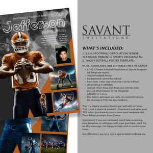 Full Page Football Yearbook or Sports Program Tribute Ad Plus 16x20 ...