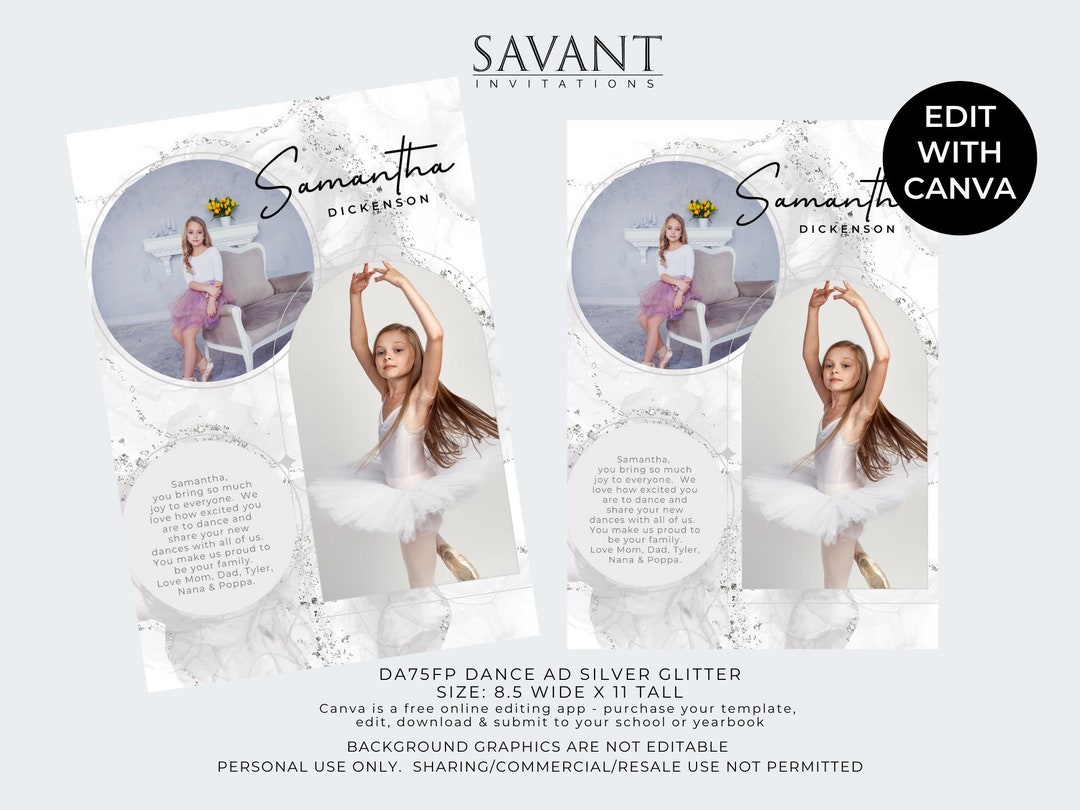 Dance Recital Ad Full Page Template - Silver Glitter Dance Recital ...