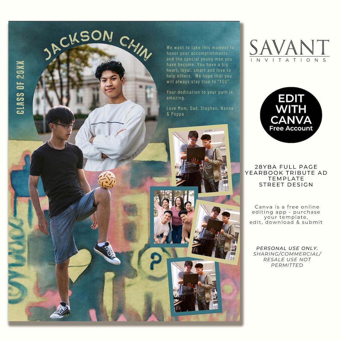 Yearbook High School Tribute Ad Template - Unique Street Art Graffiti ...