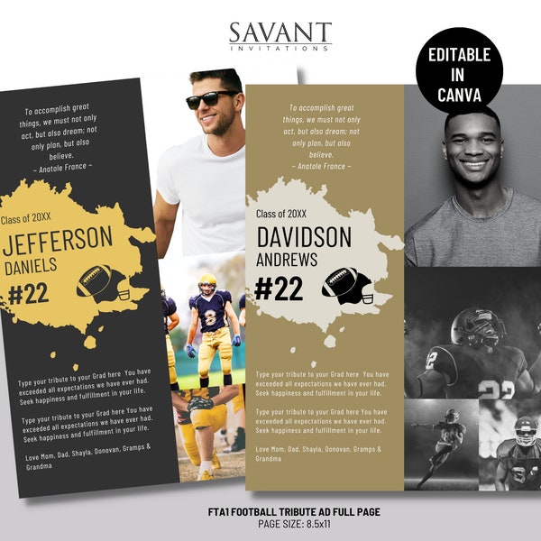 Football Program Ad Template - Etsy
