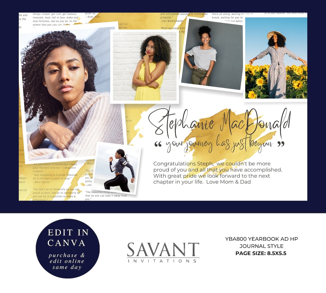 Yearbook Ad Template Half Page - Easy to Edit and Personalize for Your ...