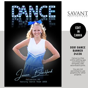 Senior Night Dance Cheer Squad Banners - Lights Background - 5 Color ...
