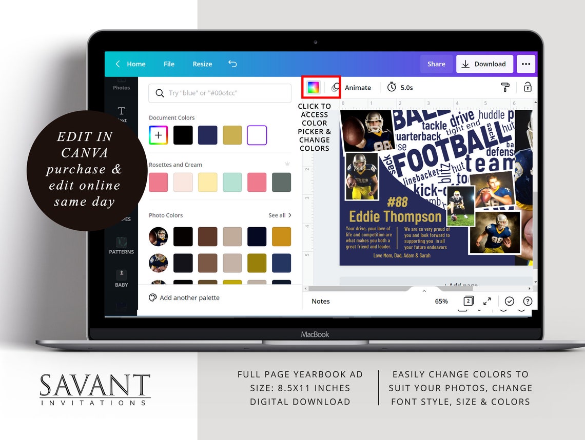 Full Page Football Yearbook Ad Template, Sports Program Ad, Editable in ...