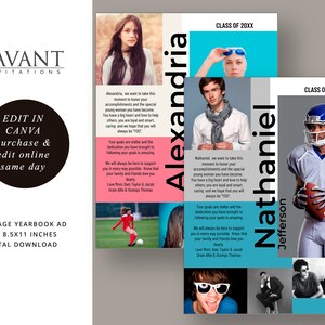 Full Page Yearbook Graduation Ad Template, 8.5x11 Inch Graduation Ad ...