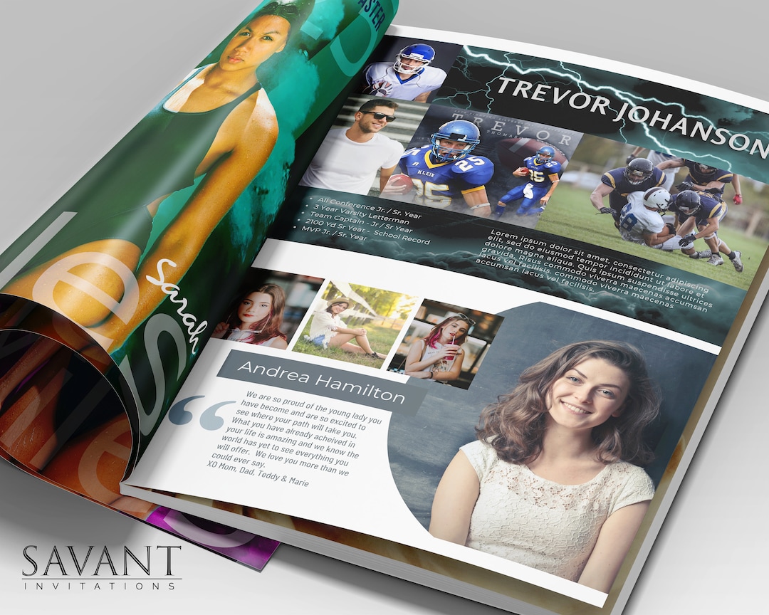 Senior Yearbook Half Page Tribute Ad Template - Football - Editable ...