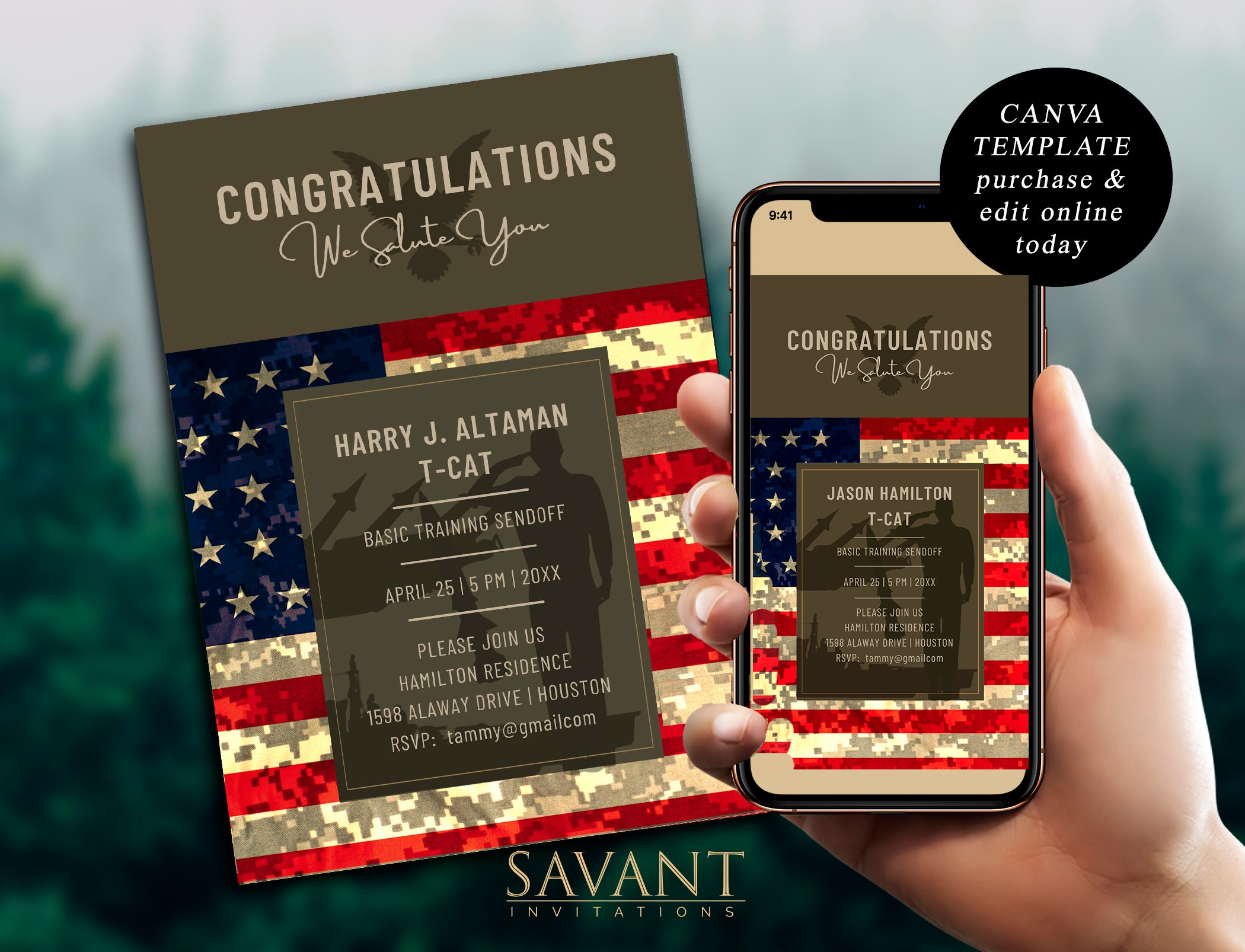 Military Party Invitation, Editable 5x7 Card Electronic Party ...