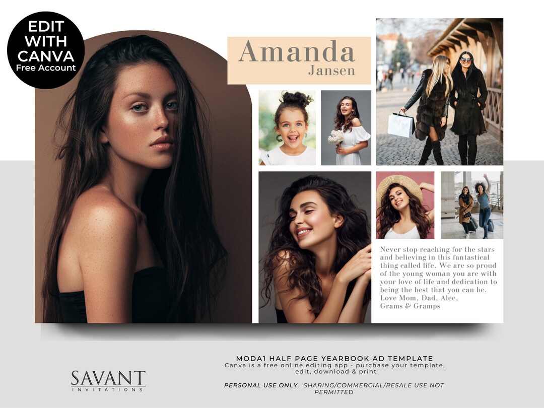 Senior Graduate Tribute Yearbook Ad Page Template - Modern Arch Design ...