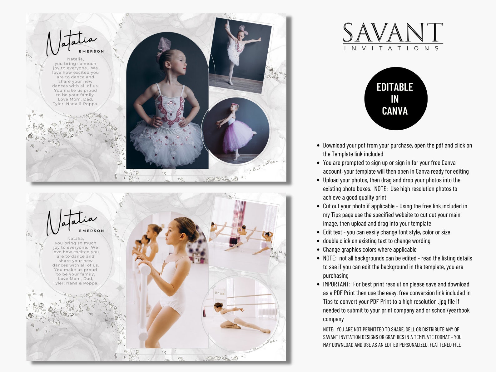 Silver Glitter Dance Recital Ad Half Page Template - Dance Recital ...