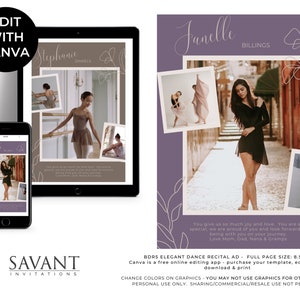 Elegant Dance Recital Program Ad Template, Editable Custom Full Page 8 ...
