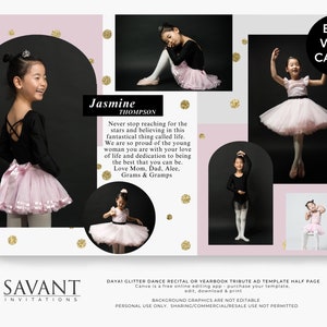 New! Glitter Dance Recital or School Yearbook Tribute Ad Template ...