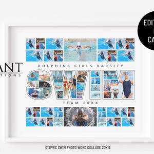 Girls Swim Photo Collage Editable Sports Team Poster Template ...